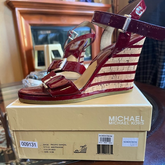 Michael Kors | Shoes | Michael Kors Red Wedge Shoes | Poshmark